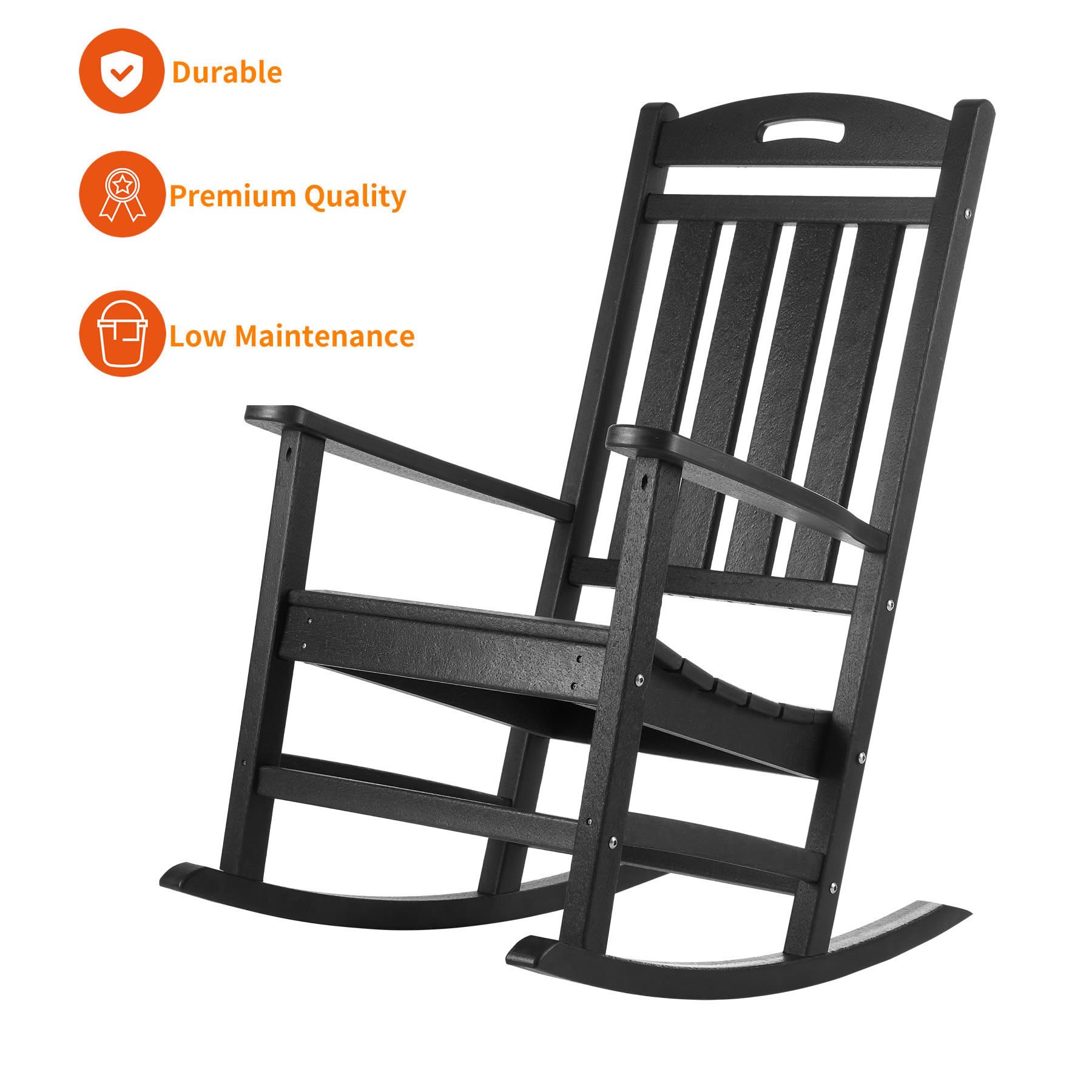 Poly Lumber Patio Rocking Chair - Black